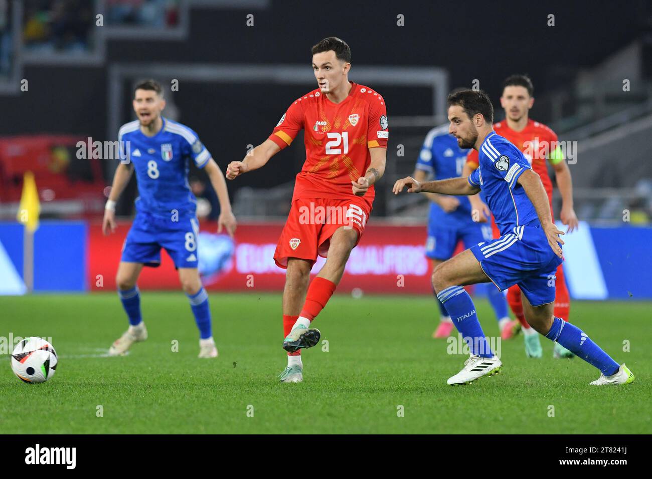 Rome, Lazio. 17th Nov, 2023. Jani Atanasov of North Macedonia, Giacomo ...