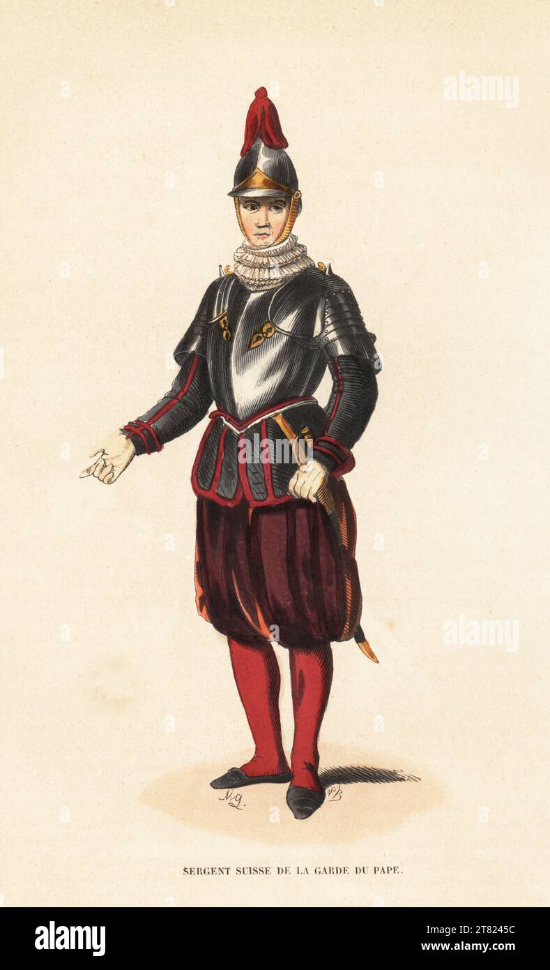 Uniform of a sergeant in the Papal Swiss Guard, Vatican, Rome. In ...