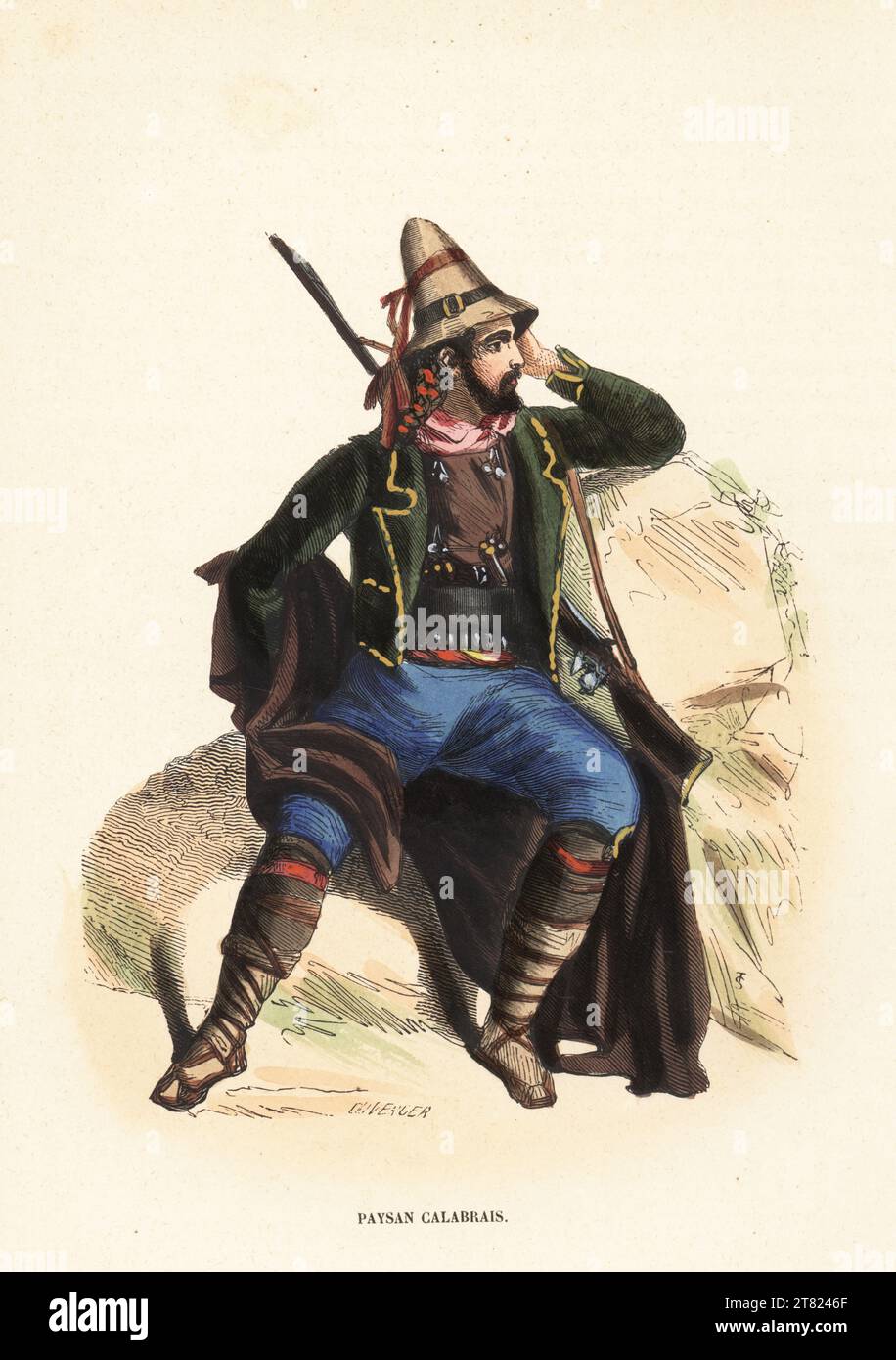 Peasant of Calabria, Southern Italy. In conical hat, jacket, cape ...