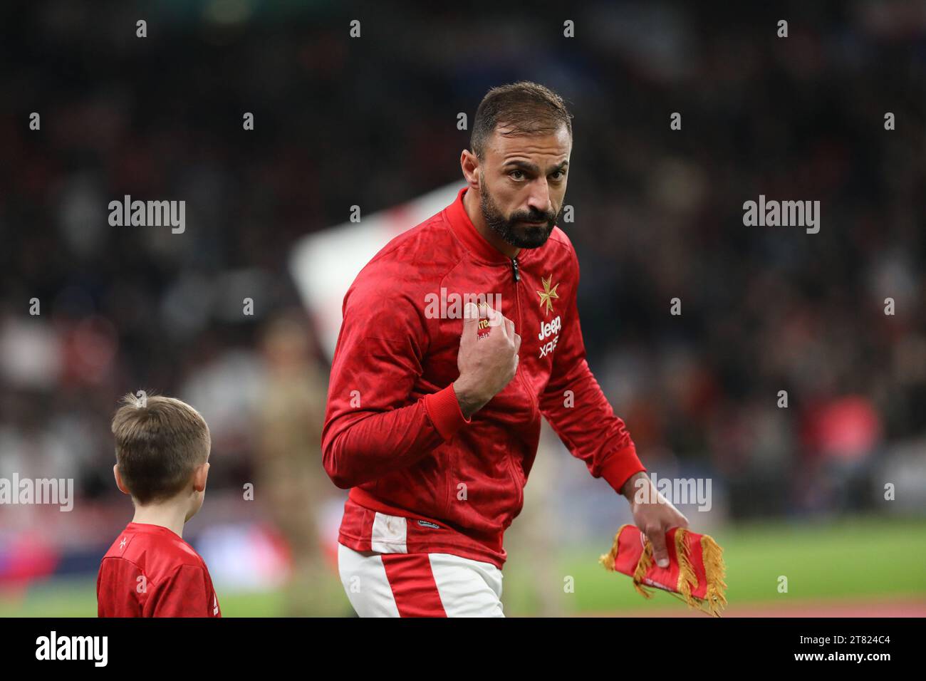 London, UK. 17th Nov, 2023. Steve Borg of Malta leads his team out ...