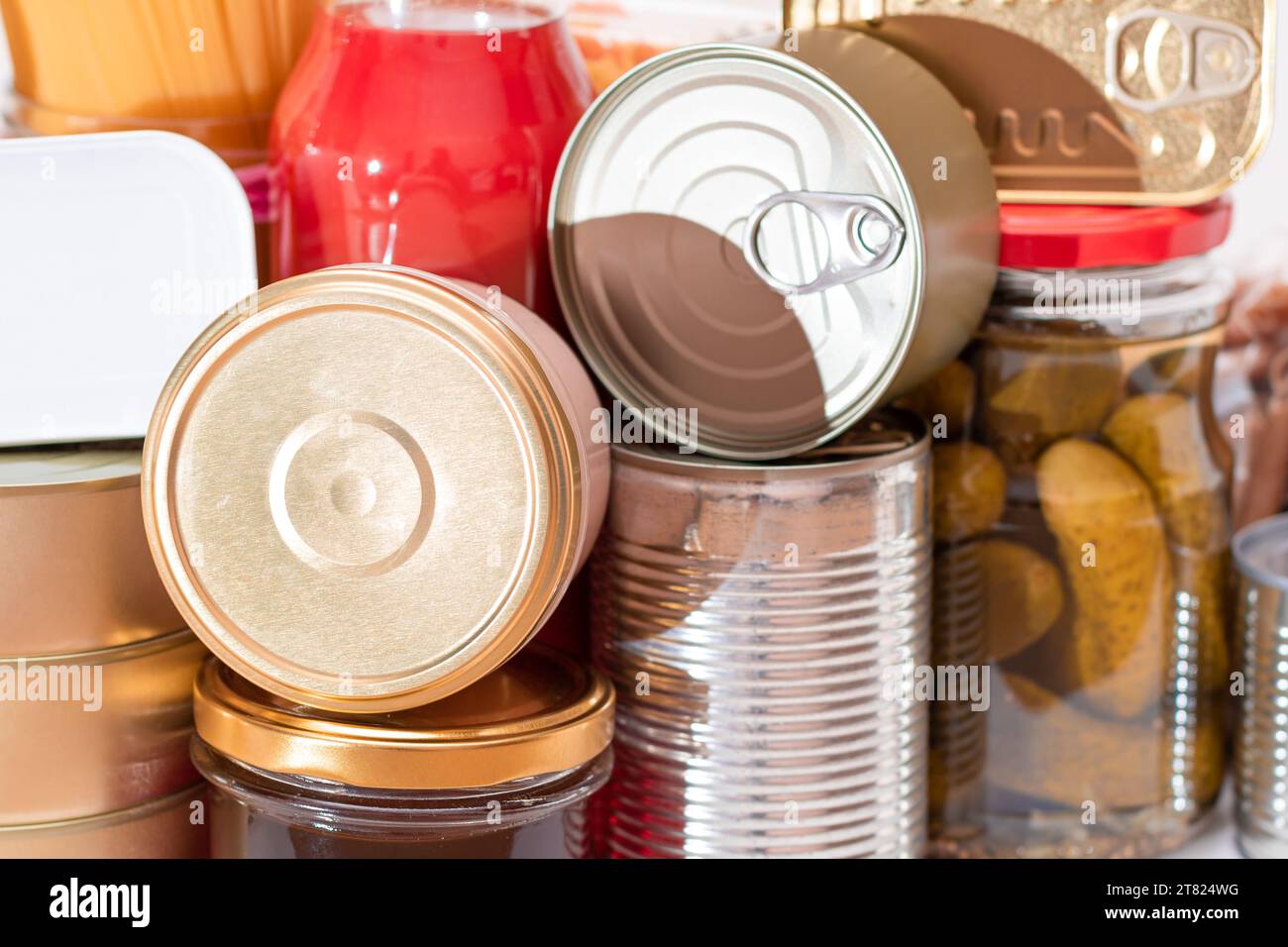 Food Reserves: Canned Food, Spaghetti, Tomato Juice, Pasta and Grocery ...