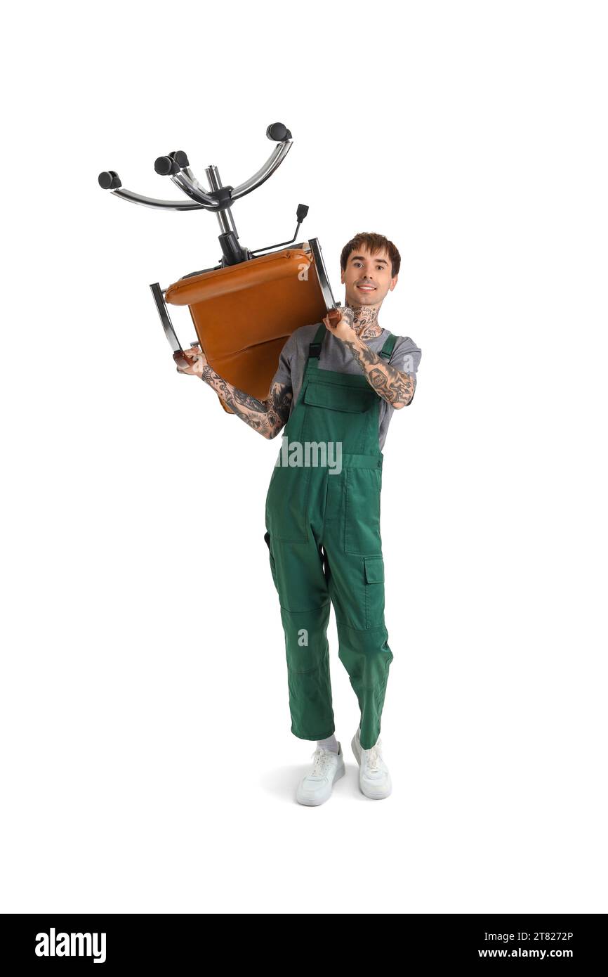 Man chair carrying Cut Out Stock Images & Pictures - Alamy