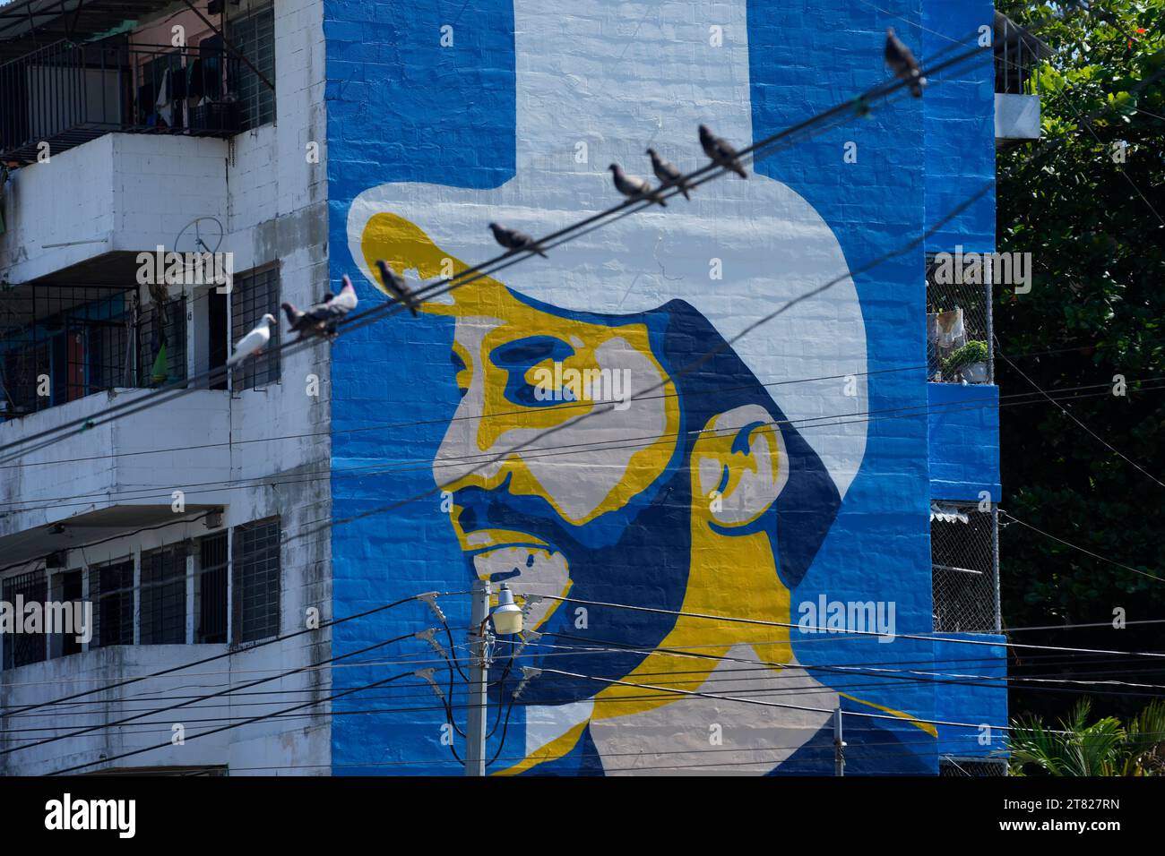 A mural depicting El Salvador's President Nayib Bukele adorns a ...