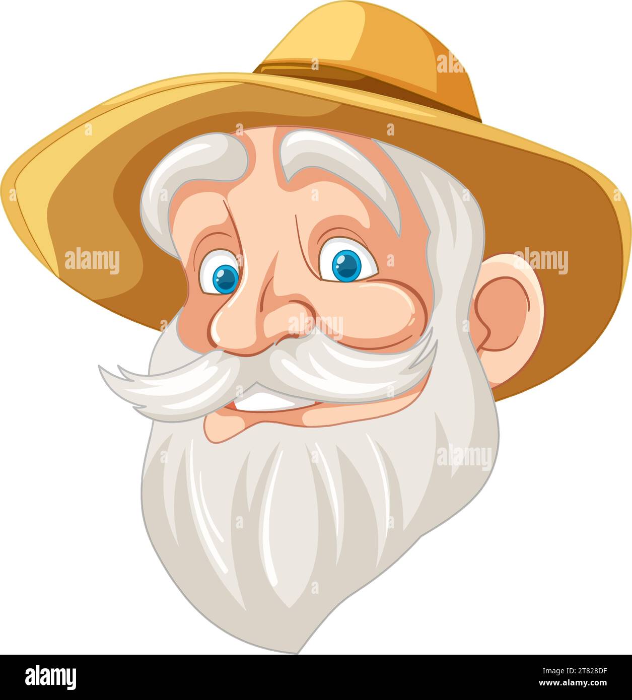 Vector cartoon illustration of an old man with a beard and mustache ...