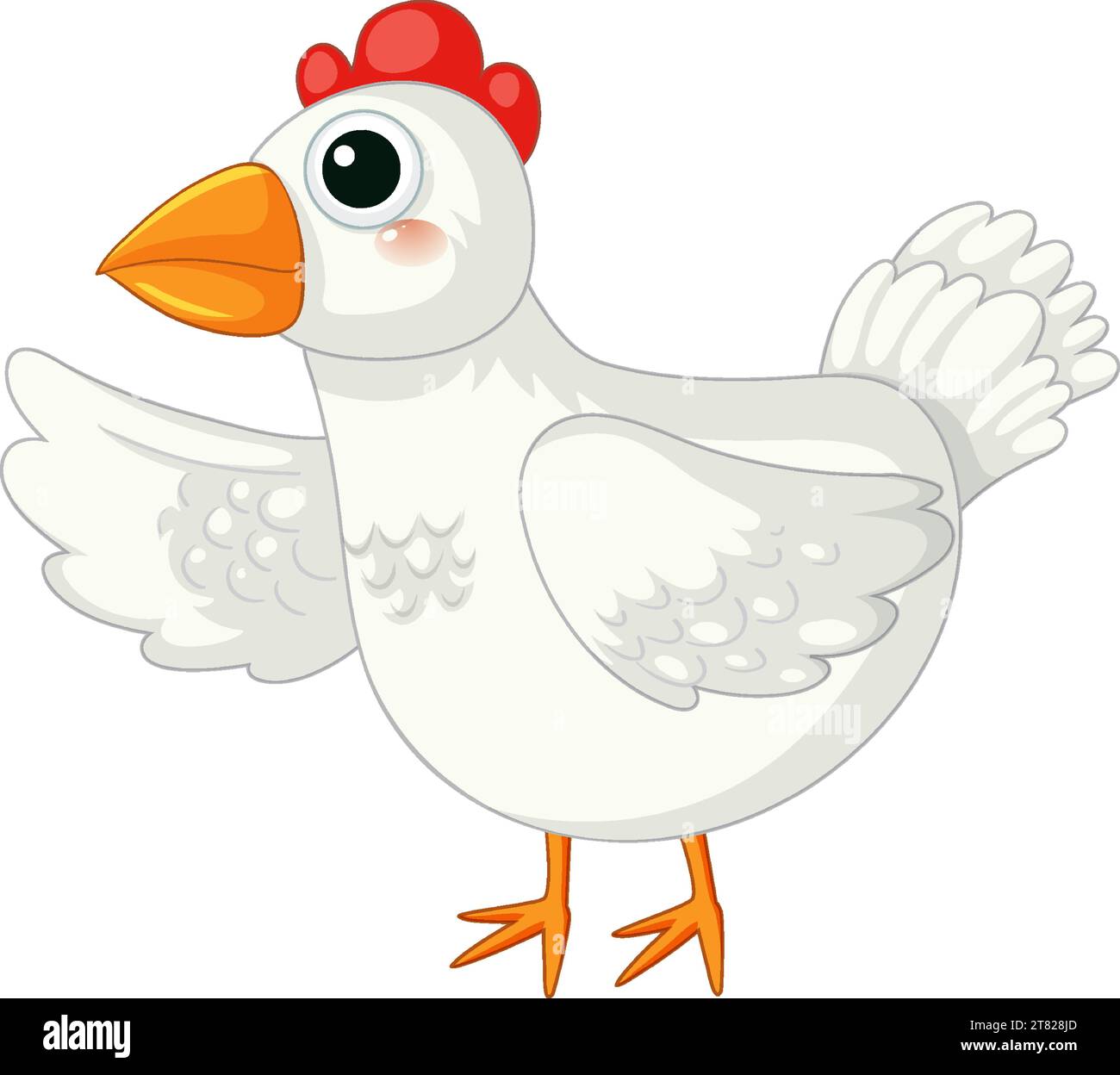 A vibrant and lively cartoon chicken character standing in a vector ...