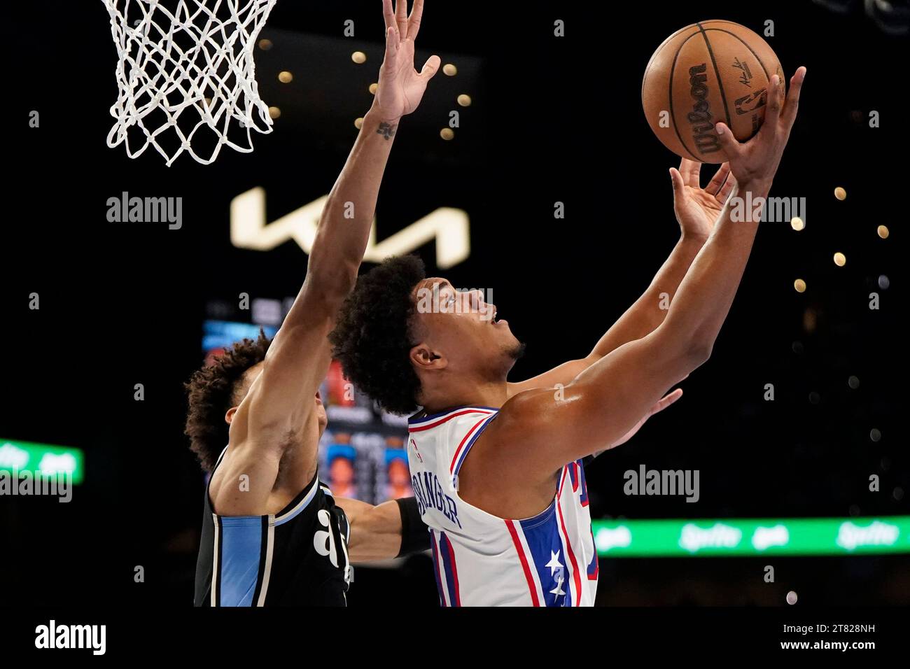 Philadelphia 76ers guard Jaden Springer (11) shoots ahainst Atlanta ...