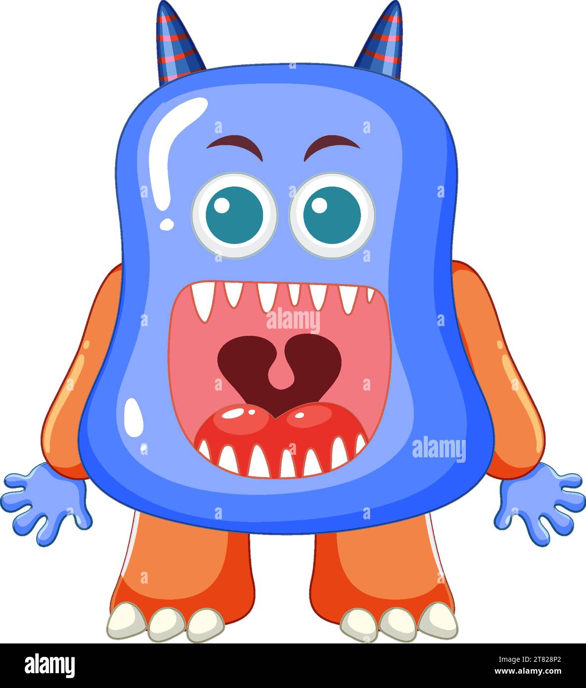 A vector illustration of a fierce monster with open mouth and horns ...