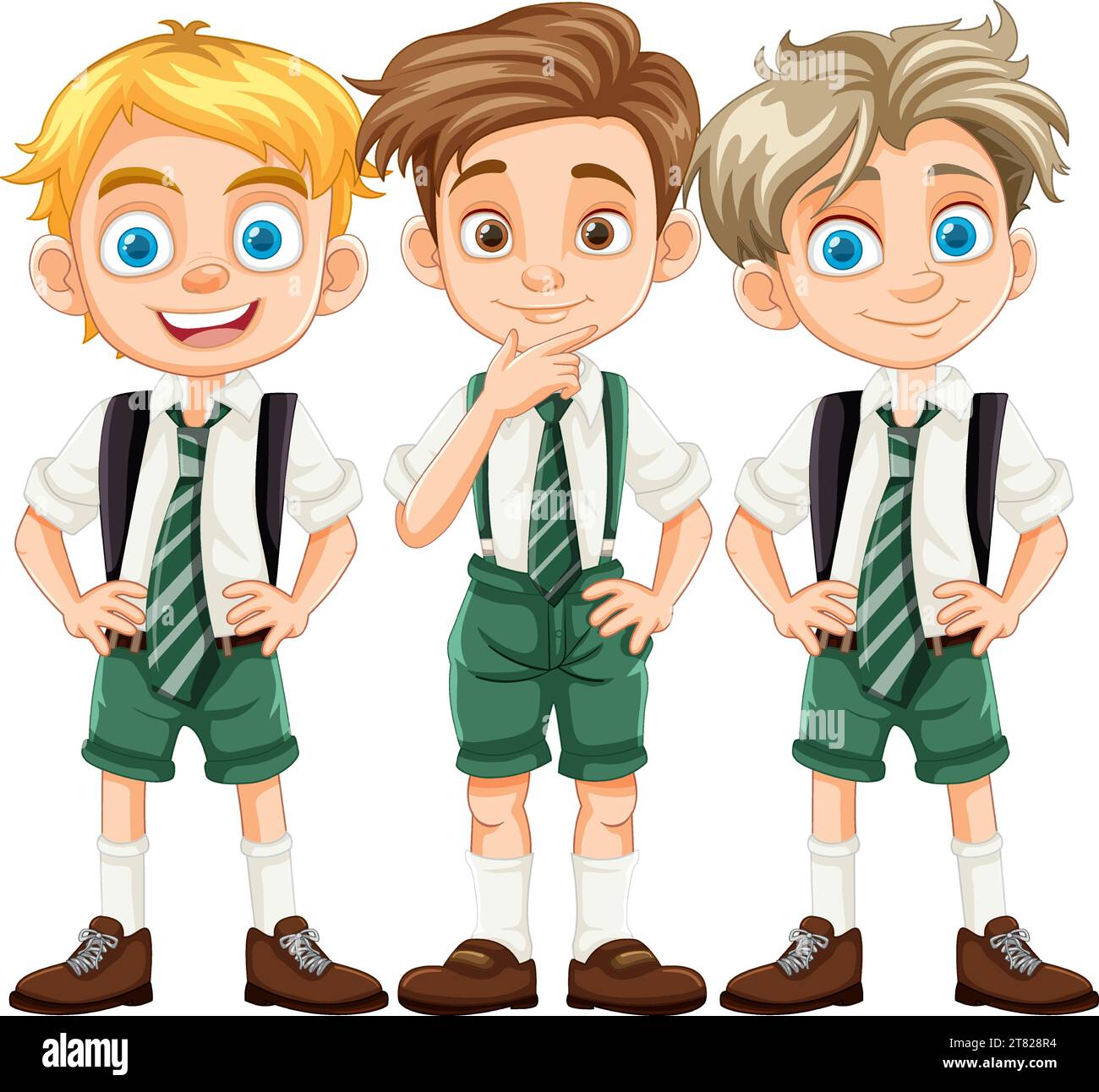 Illustration of a group of boys in school uniforms depicted in a ...
