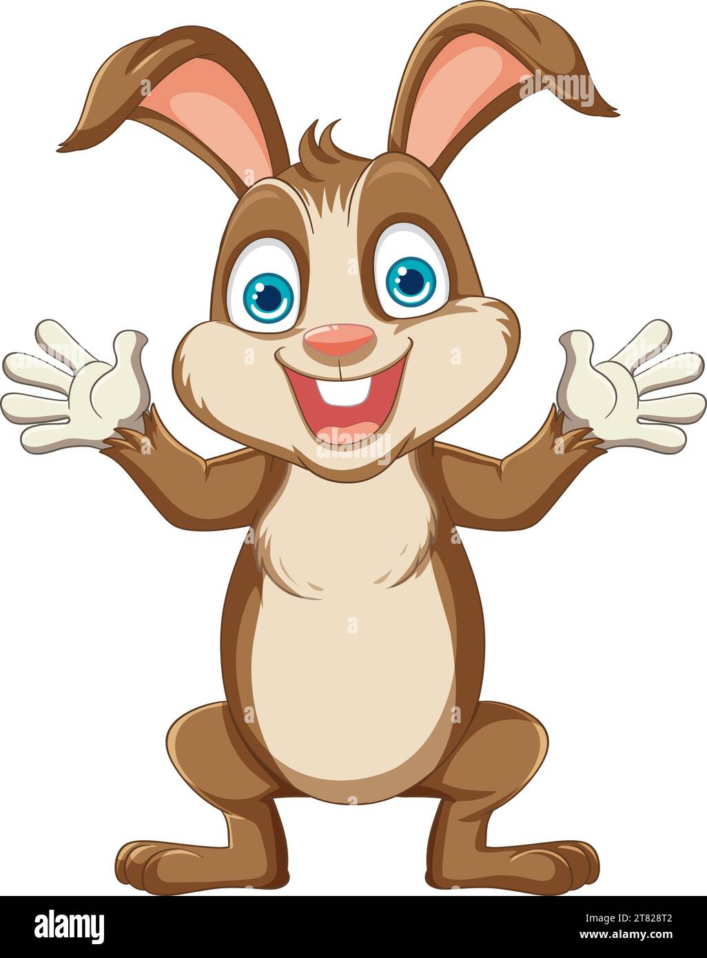 A cute and cheerful rabbit cartoon character with a delightful smile in ...
