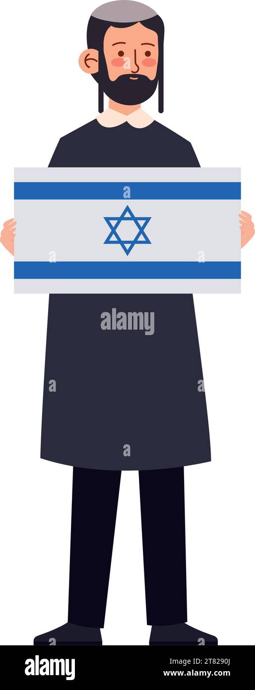 israel peace persons jewish man with flag Stock Vector Image & Art - Alamy