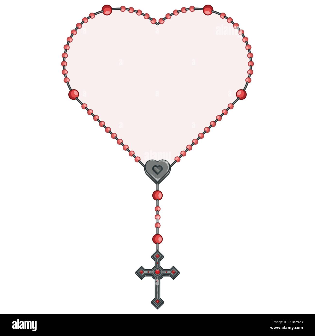 Vector design of heart shaped rosary, rosary with Christian cross ...