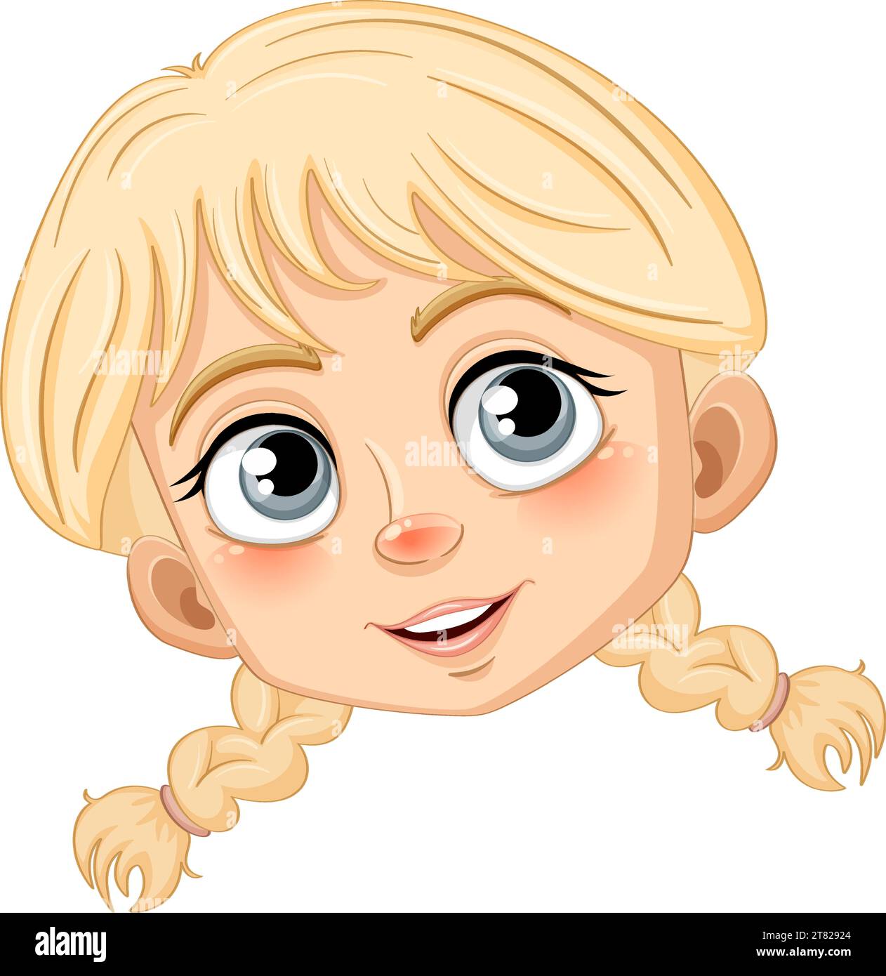 A cheerful cartoon girl with adorable braided hair Stock Vector Image ...