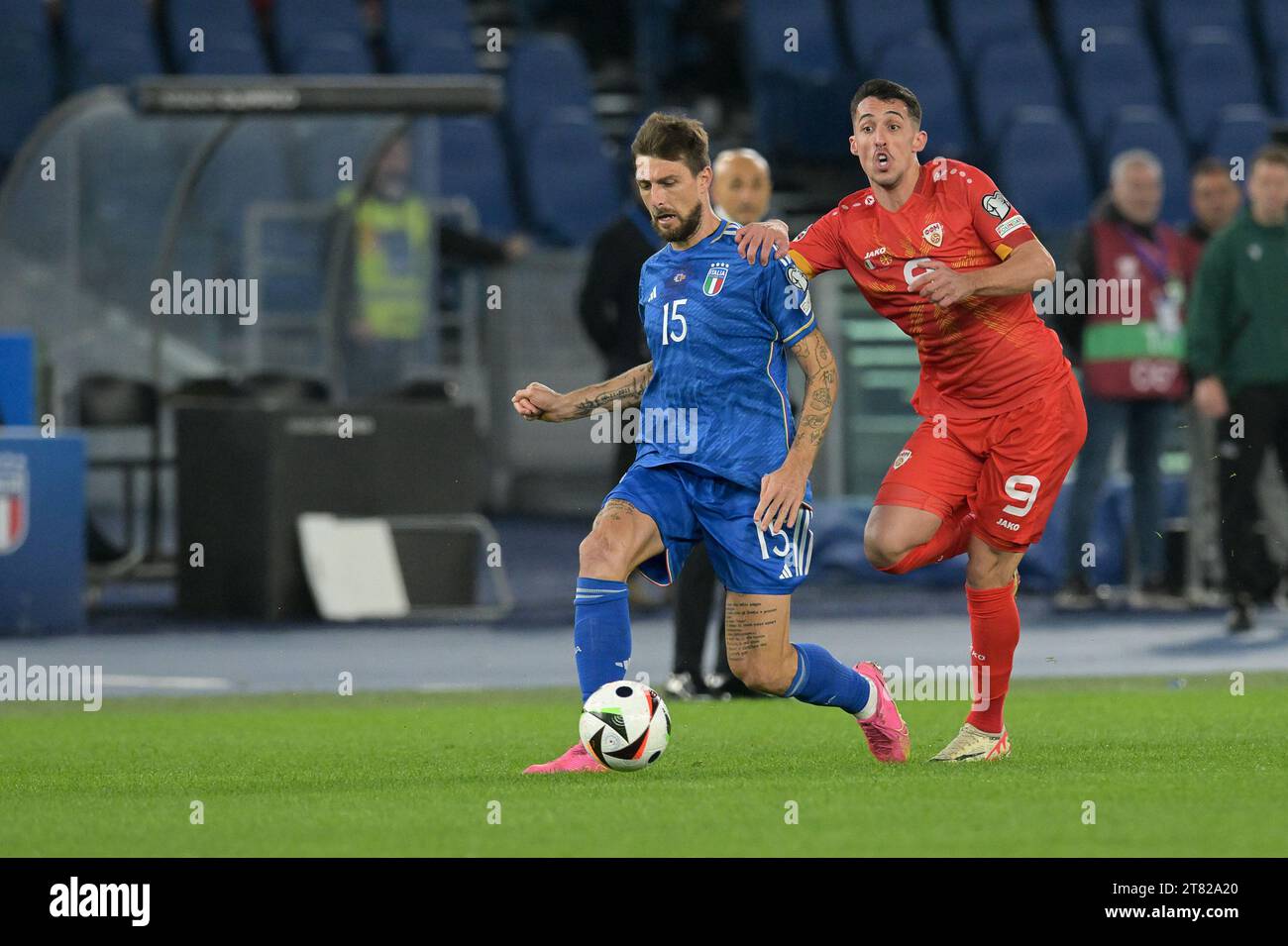 Francesco Acerbi of Italy and Erdon Daci of North Macedonia during Uefa ...