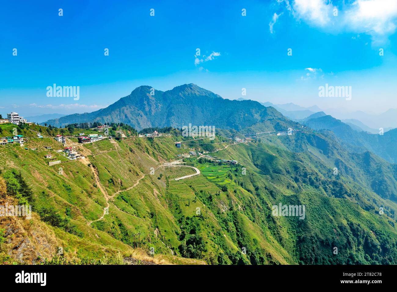 Aerial view of the Saklana range hill station in Mussoorie, uttarakhand ...