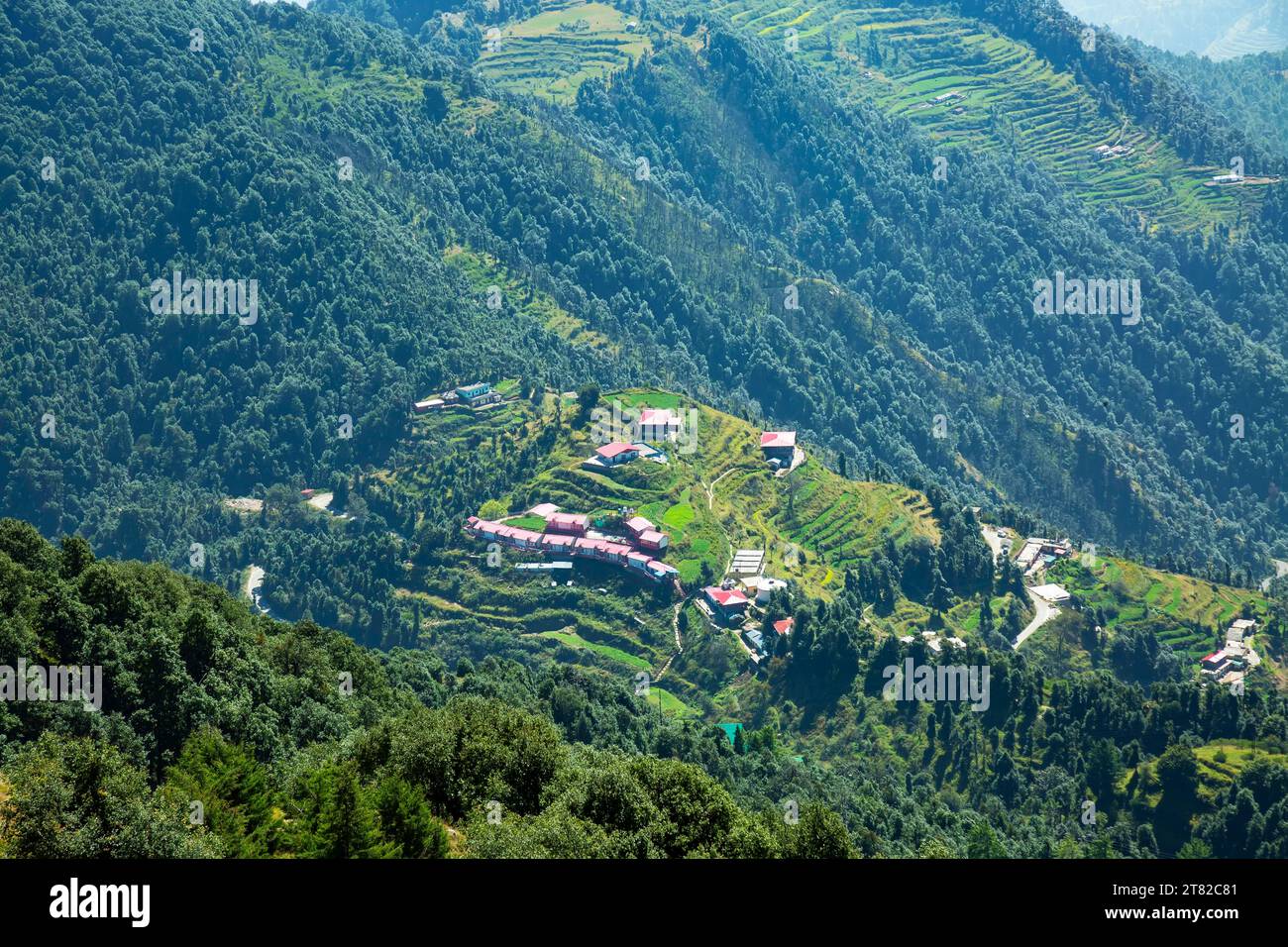Aerial view of the Saklana range hill station in Mussoorie, uttarakhand ...