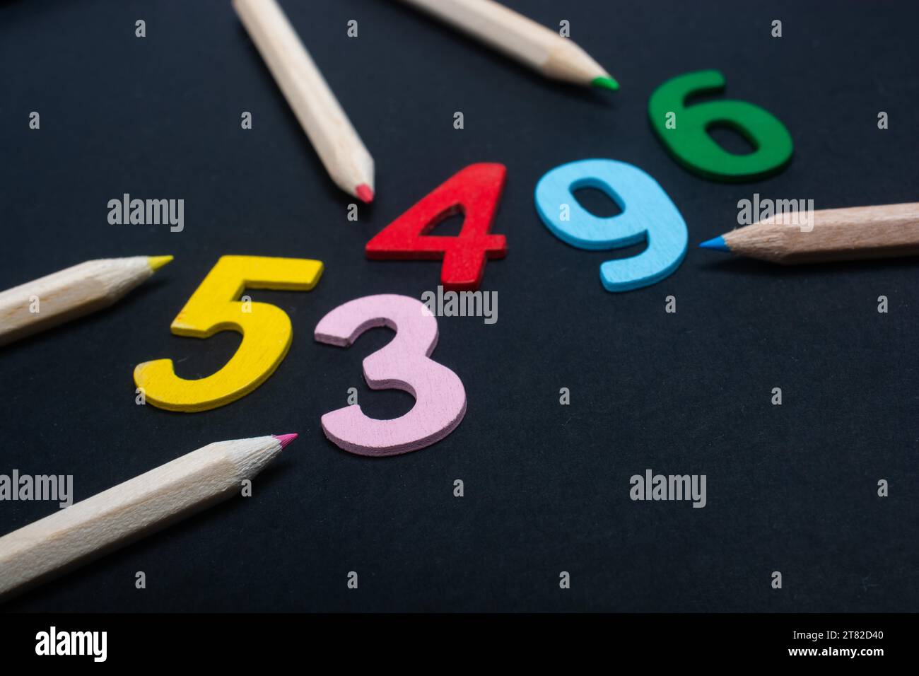 Math Numbers color pencils. mathematics learning teach concept Stock Photo - Alamy