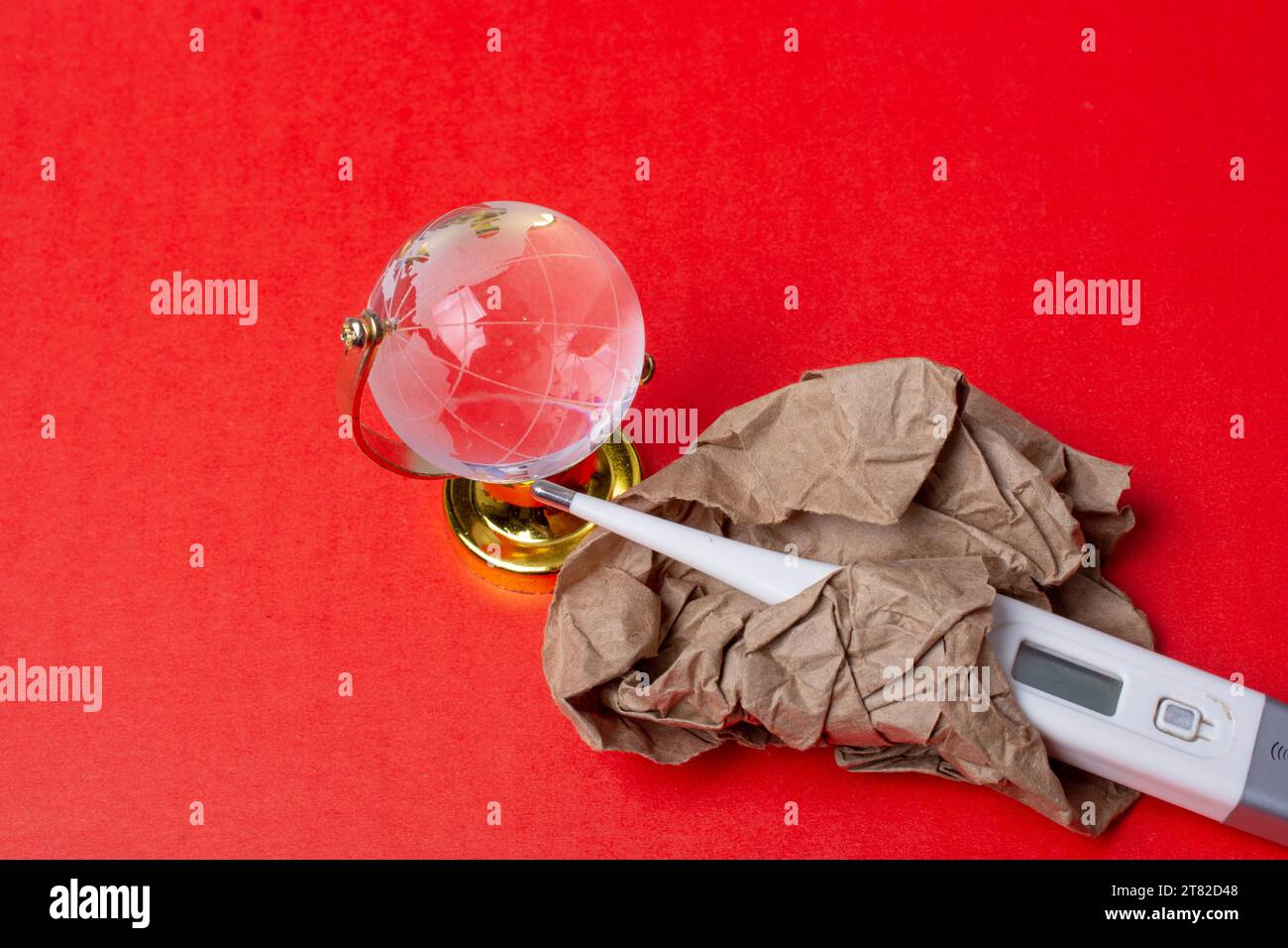 Measuring Fever temperature. with thermometer. World pandemic concept ...