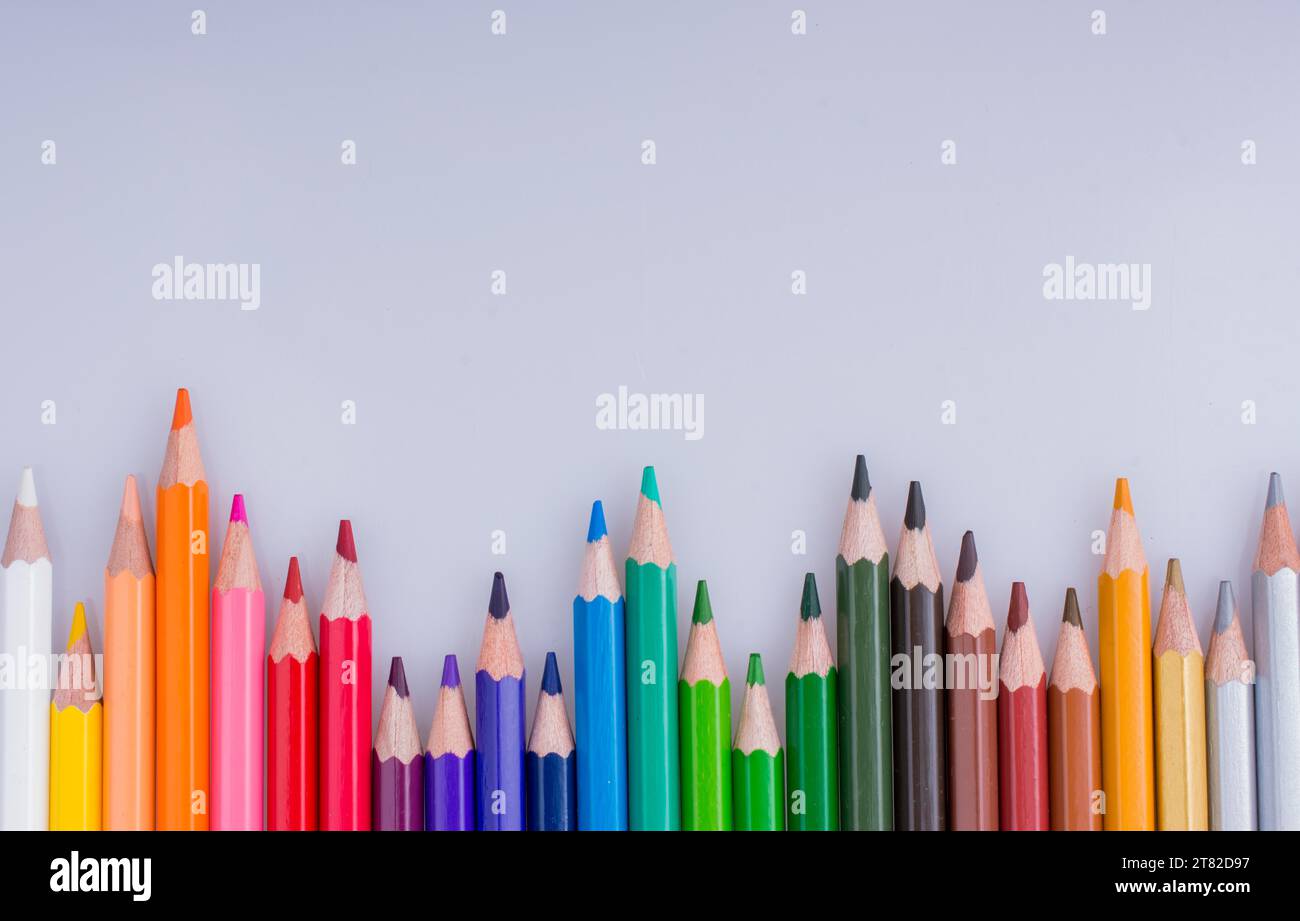 Color Pencils of Various colors placed on white background Stock Photo ...