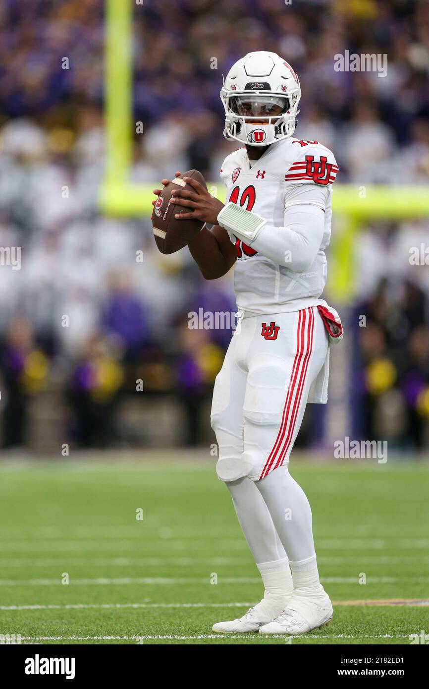SEATTLE, WA - NOVEMBER 11: Utah #13 (QB) Nate Johnson during a college ...