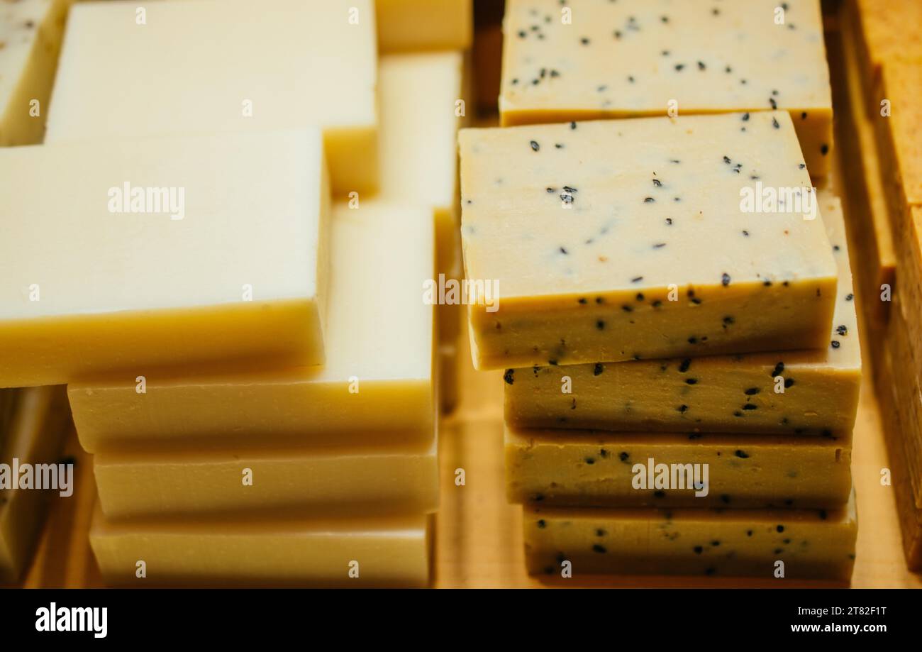Eco-friendly exfoliating bars of soap for hair and body Stock Photo - Alamy