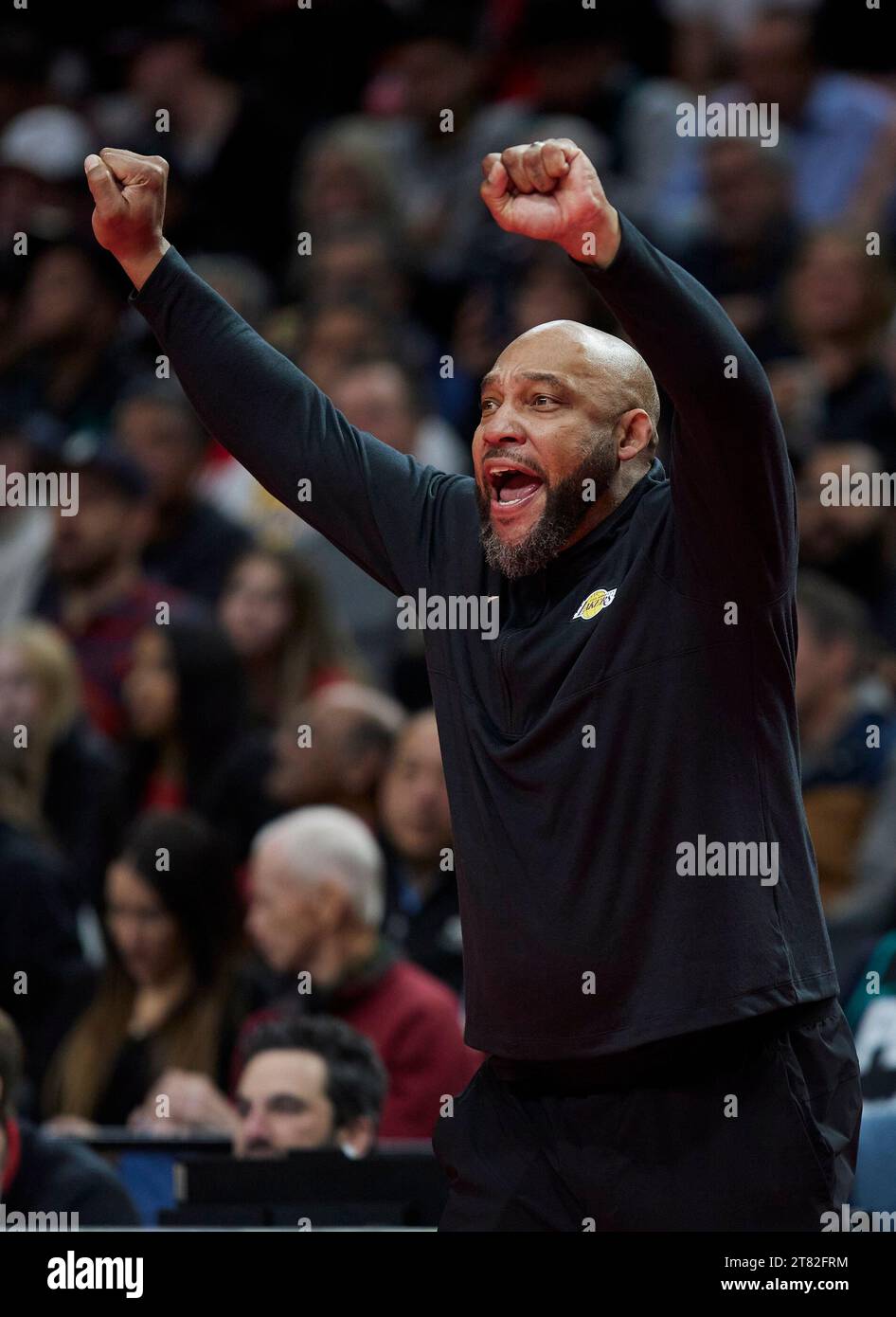 Los Angeles Lakers coach Darvin Ham gestures during the second half of ...