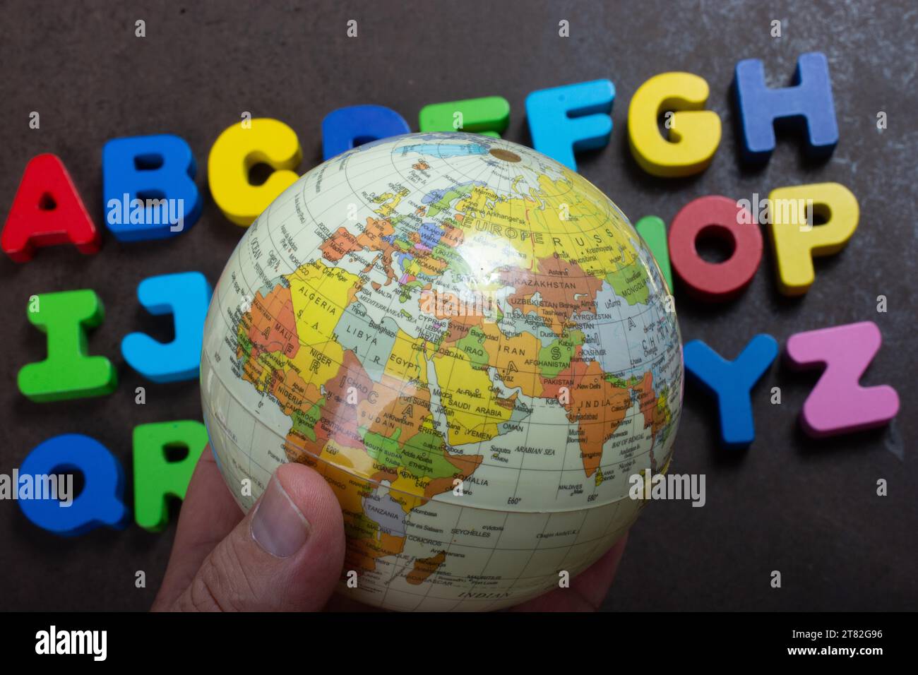 Alphabet ABC wooden letters for early education concept Stock Photo - Alamy