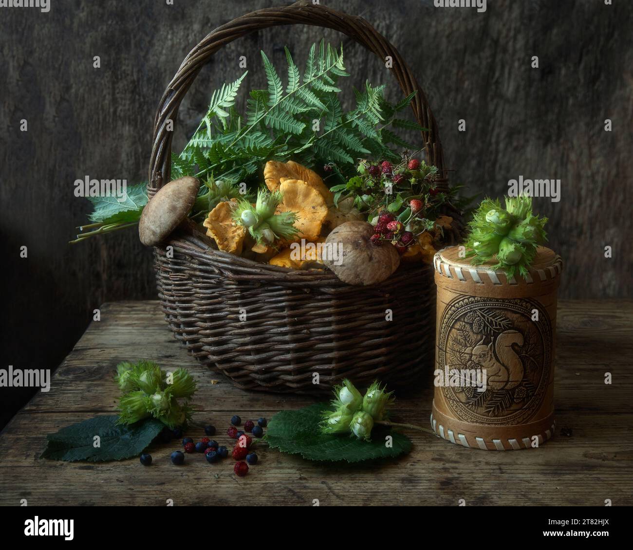 Still life with forest mushrooms Stock Photo - Alamy