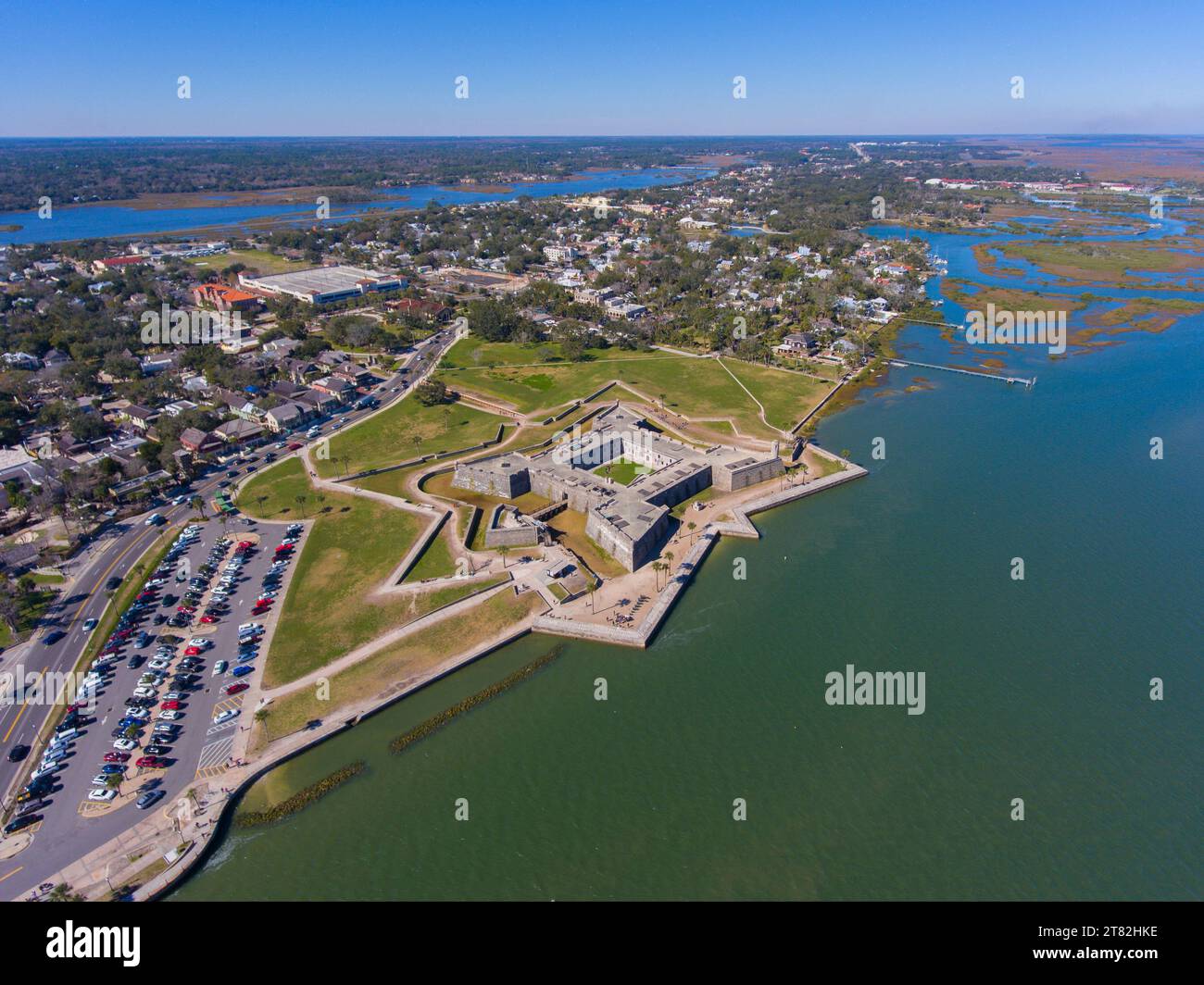 Castillo de San Marcos aerial view in St. Augustine, Florida FL, USA ...