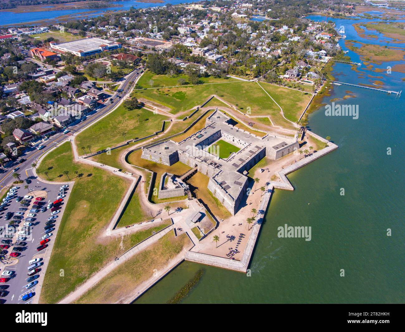 Castillo de San Marcos aerial view in St. Augustine, Florida FL, USA ...