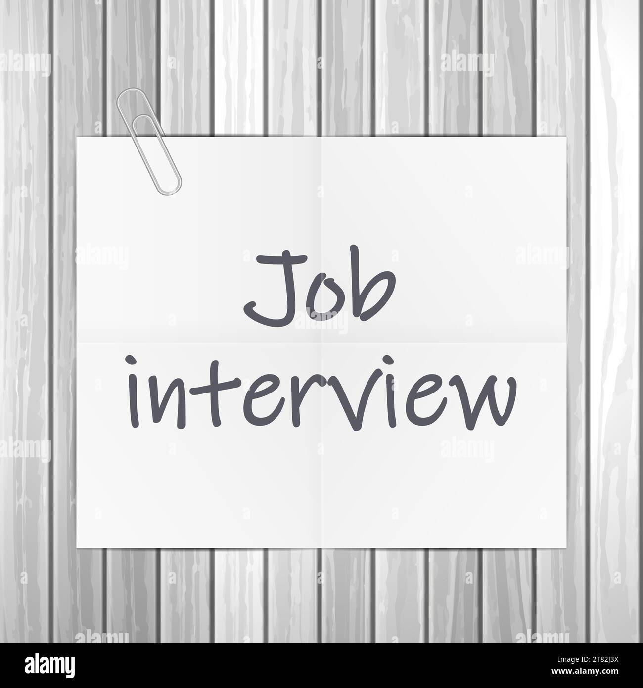 Notepad job interview text on wooden background. Vector illustration ...