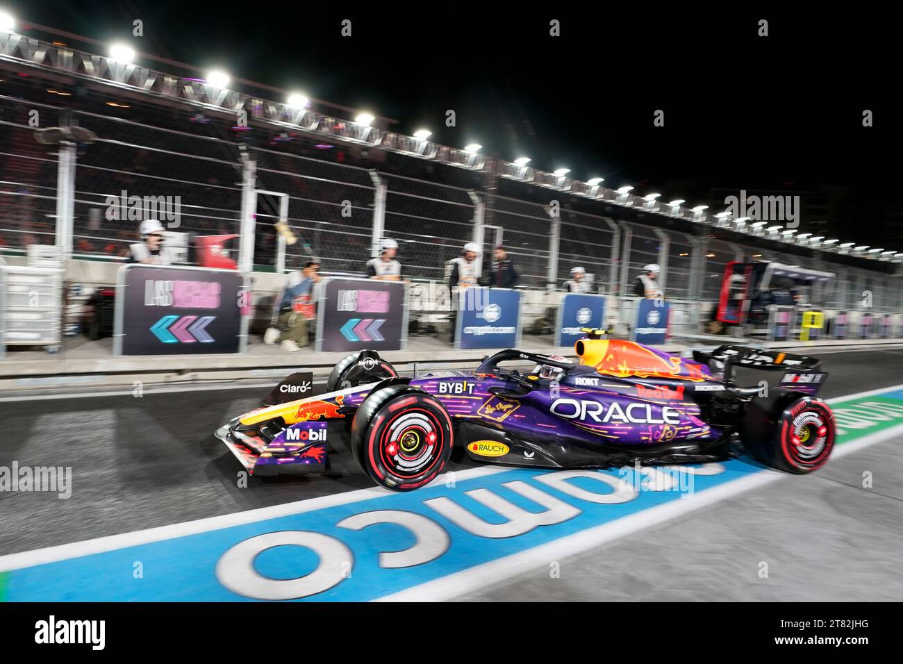 Red Bull driver Sergio Perez, of Mexico, leaves the garage during final ...