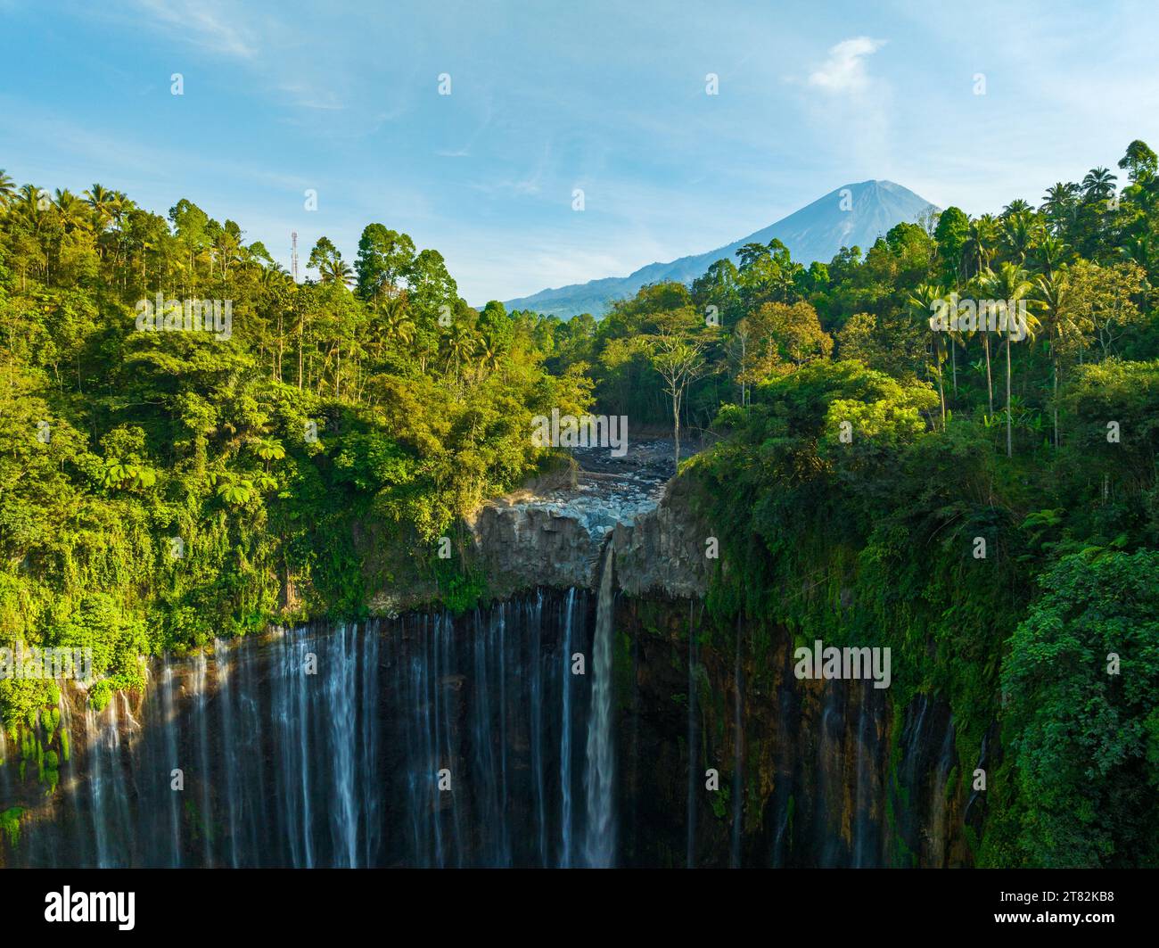 Aerial view of the Tumpak Sewu Waterfalls also known as Coban Sewu ...