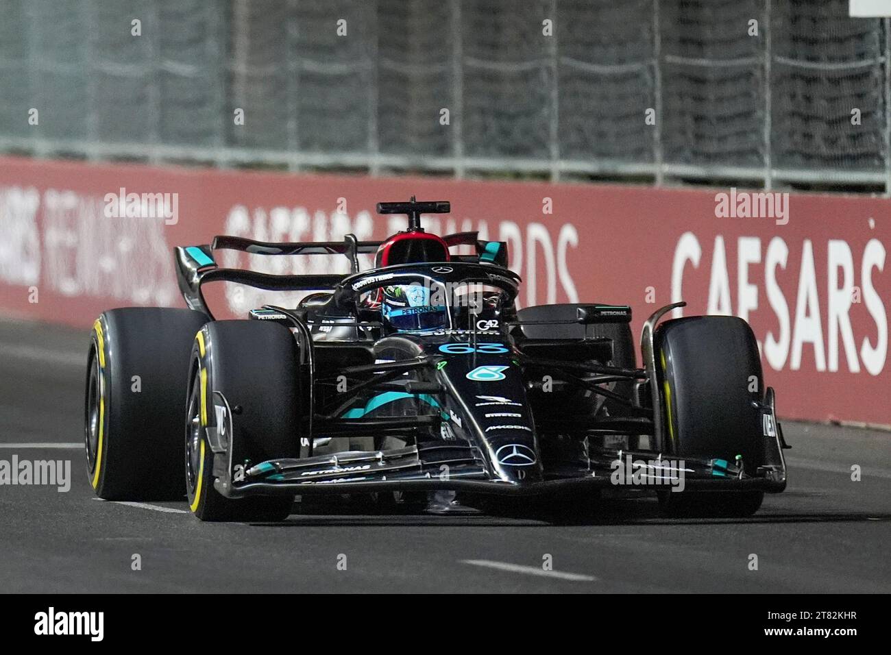 Mercedes' George Russell, of Britain, drives during the final practice ...