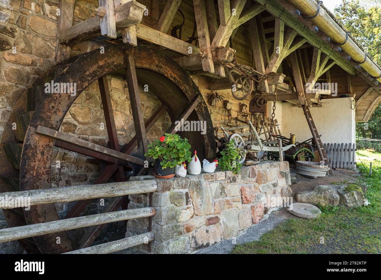 Mill wheel, close-up, mill museum at the Tannenmuehle in the Southern ...