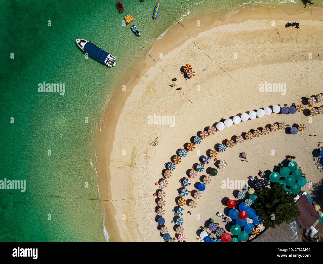 Aerial view drone shot of Amazing small island beautiful tropical sandy ...