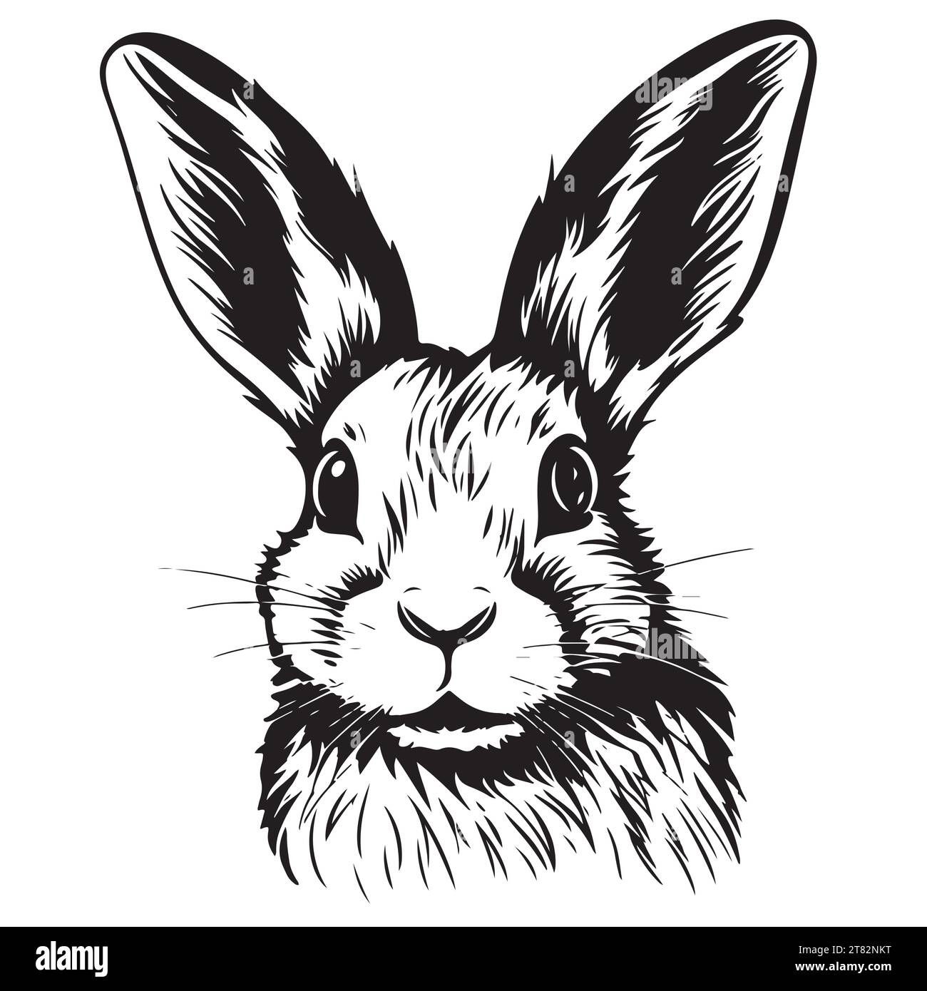 Hand-drawn portrait of rabbit. Easter bunny, sketch. Vector ...