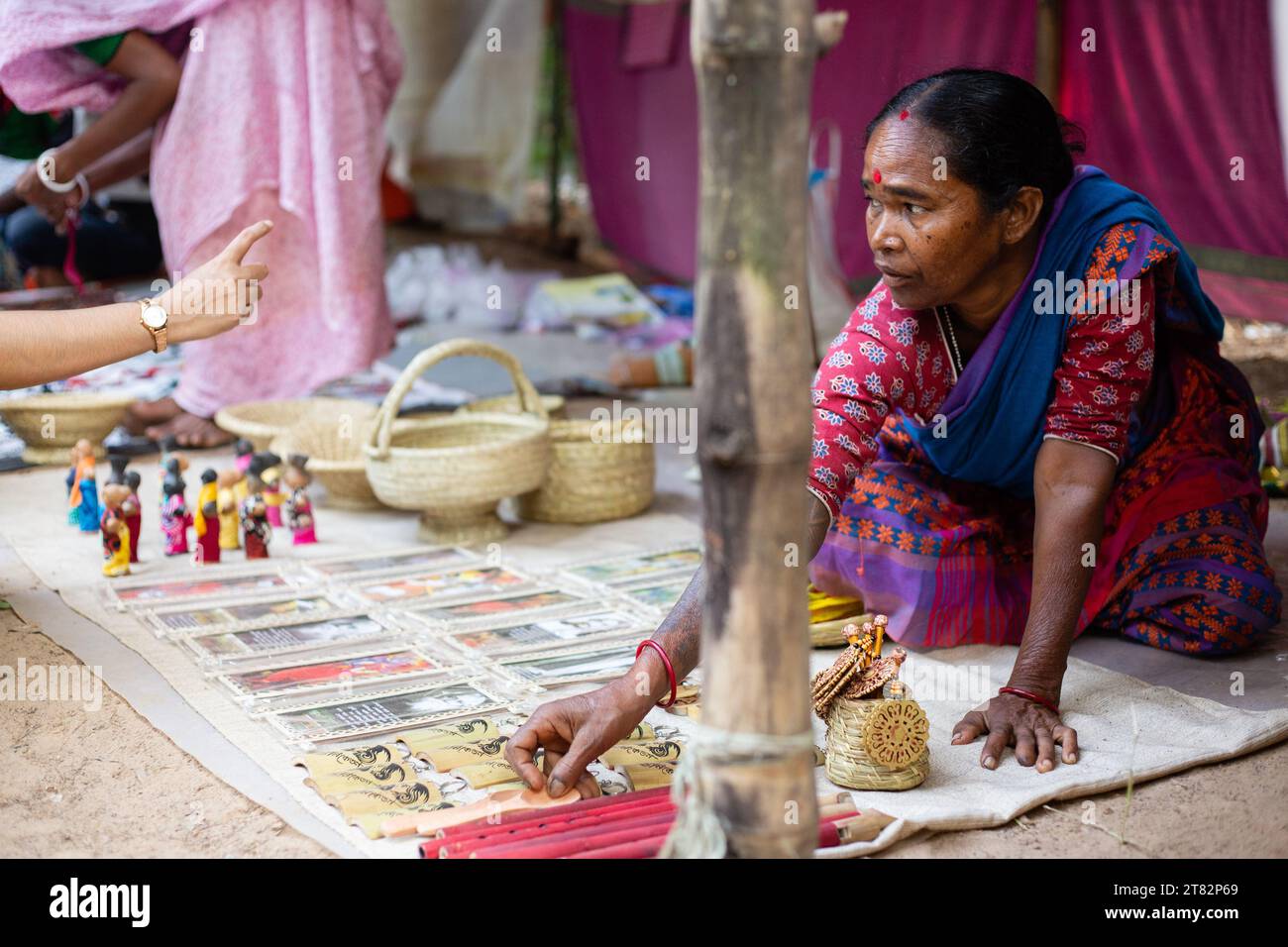 Bolpur, West Bengal, India - 22nd October 2023: A tribal village woman ...