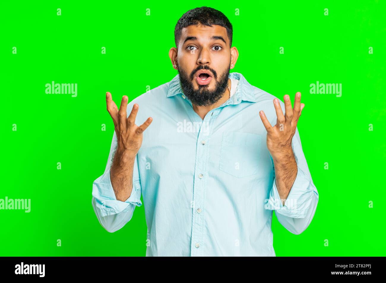 Oh my God, Wow. Excited amazed winner man raising hands in surprise ...