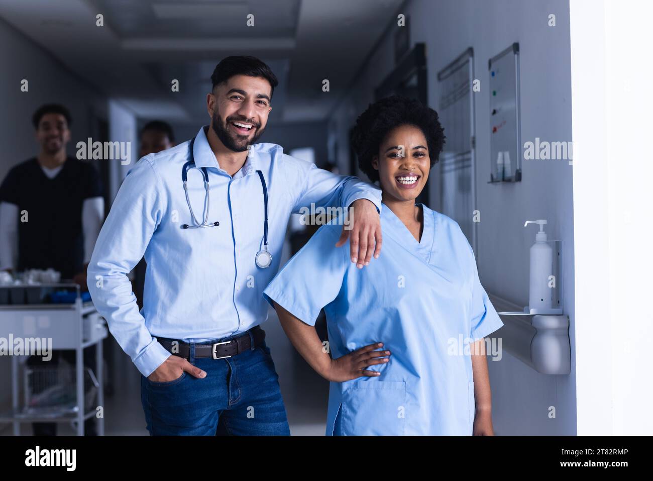 Portrait happy diverse female doctors hi-res stock photography and ...