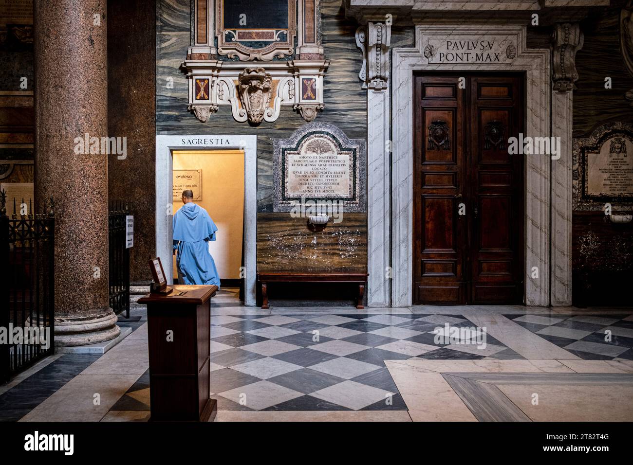 Rome, Italy - 06 August 2022 : Monk at Basílica de Santa Maria Maggiore ...