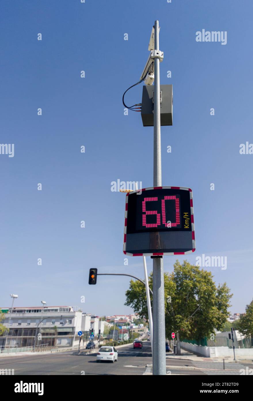 Radar speed sign warning of excessive speed. Last reading taken 60 km/h ...
