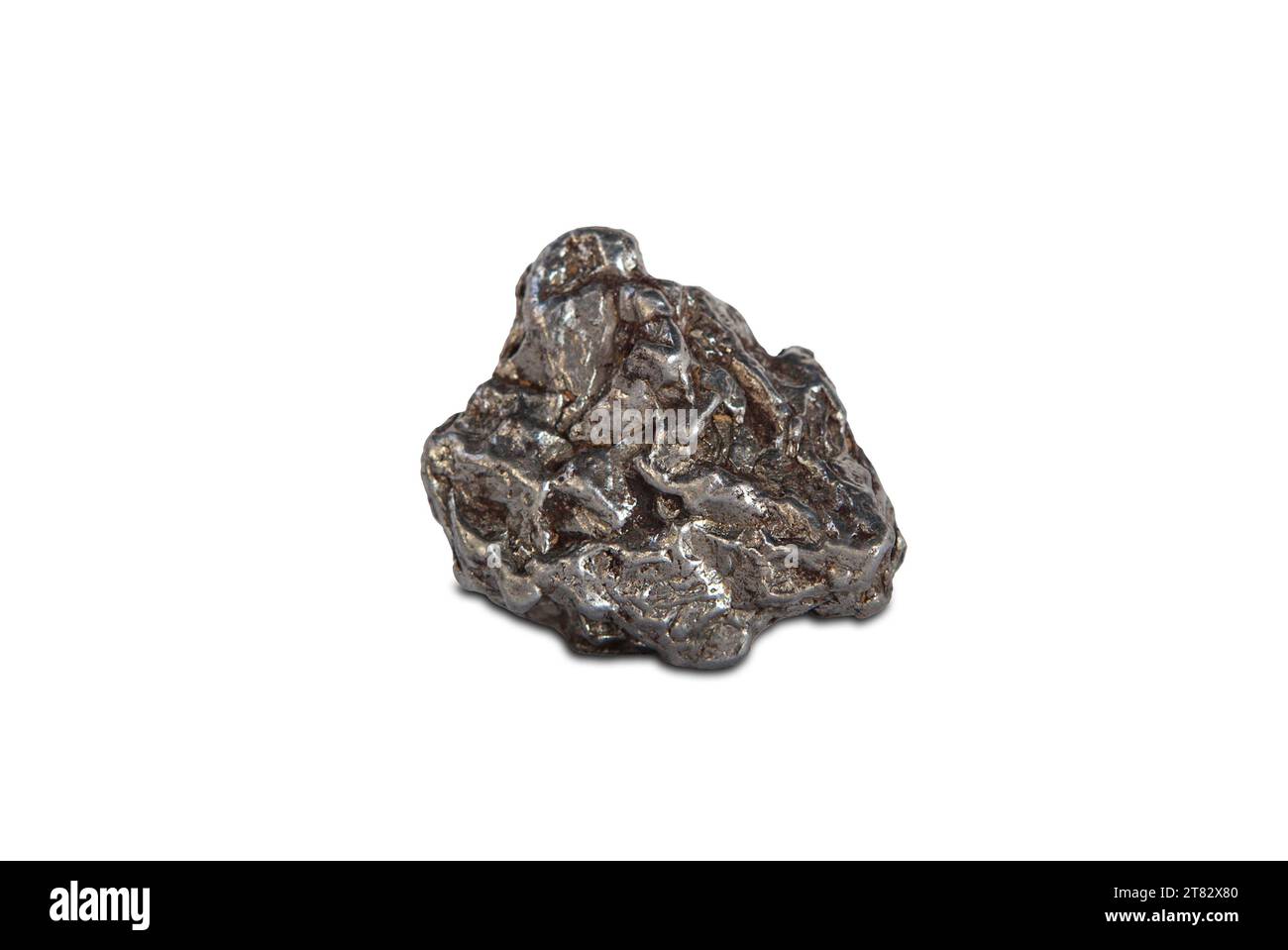 Nickel-iron type meteorite fragment. Isolated over white background ...