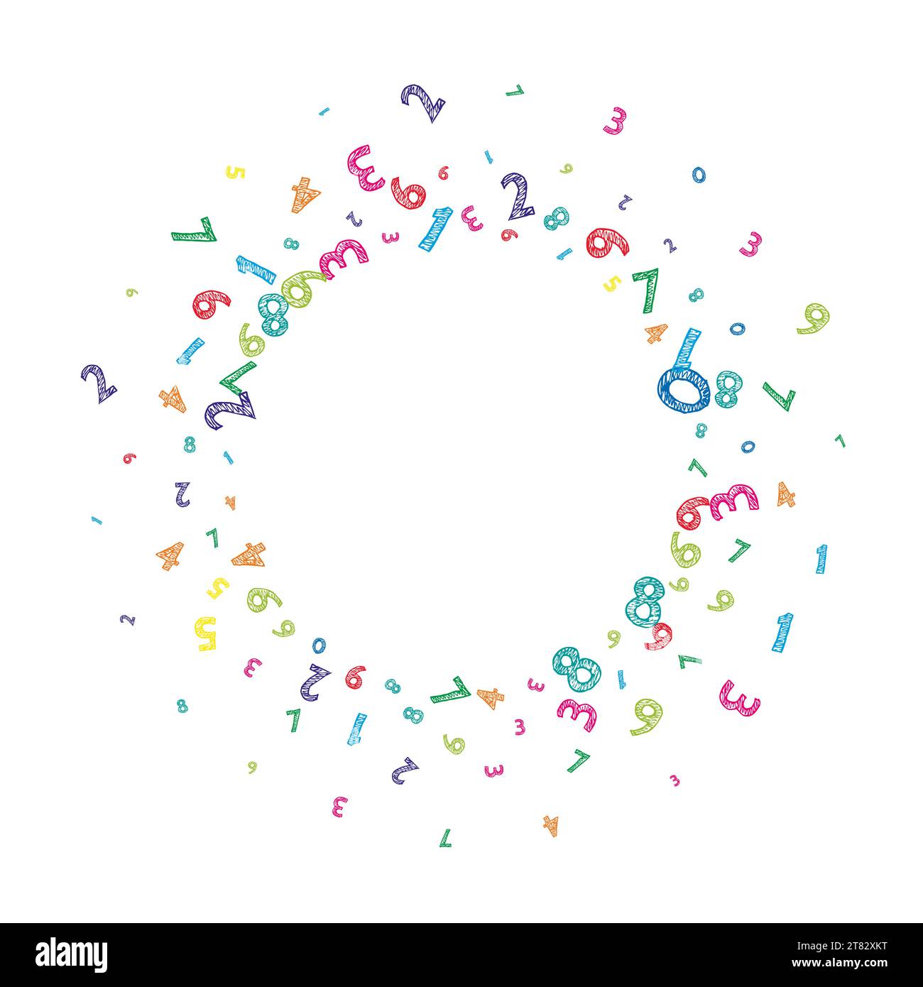 Falling colorful messy numbers. Math study concept with flying digits ...