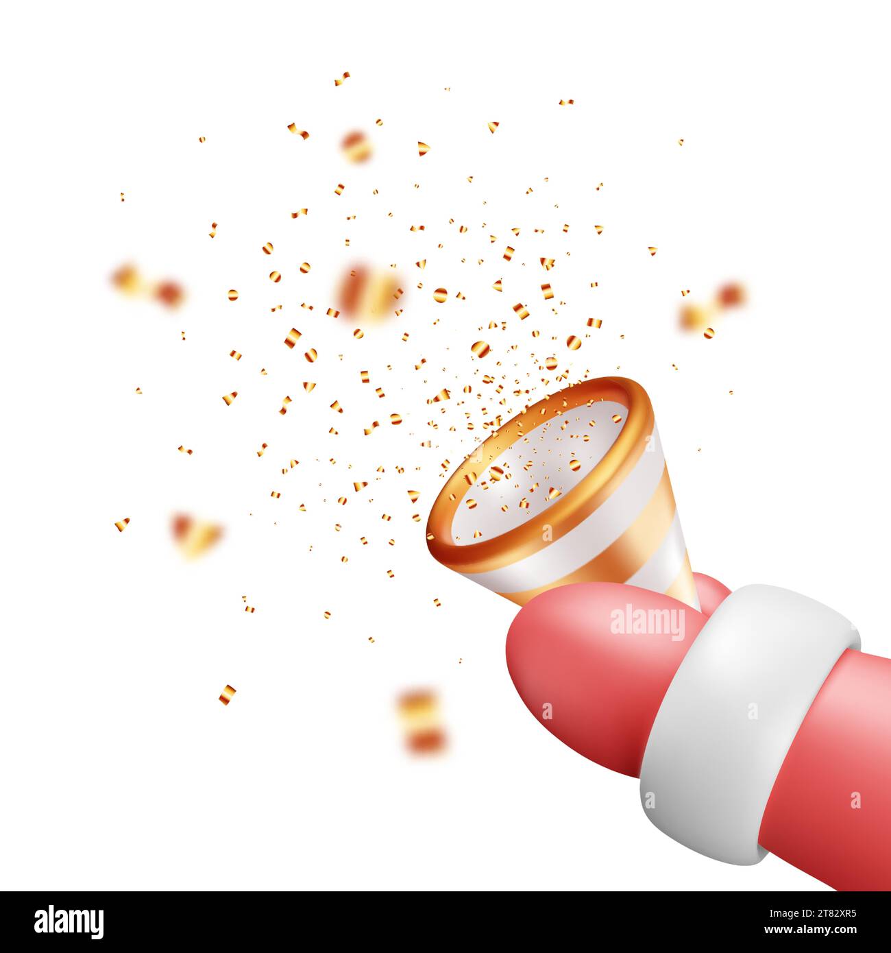 3D Party Popper with Confetti in Santa Claus Hand Stock Vector Image ...