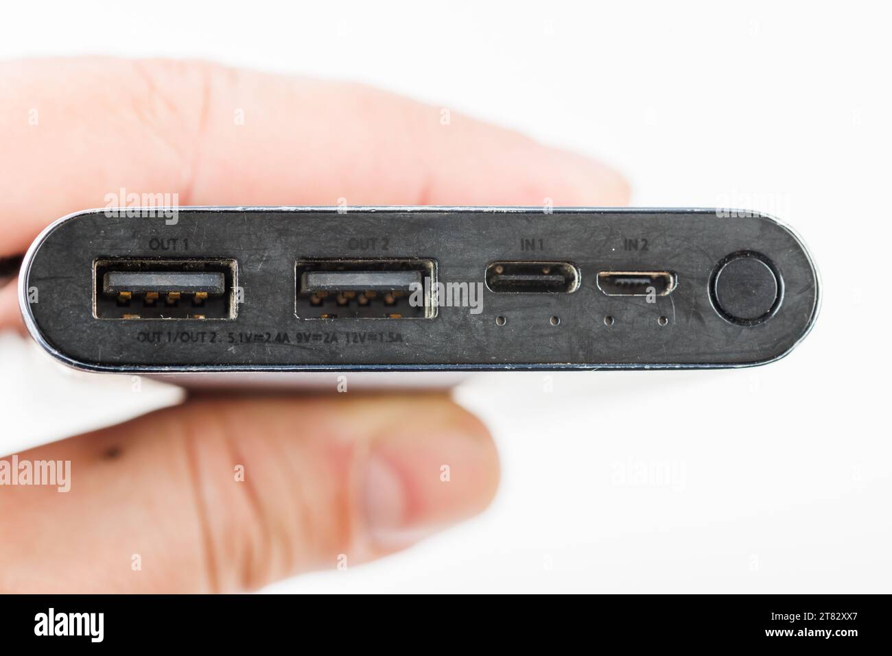 old power bank end with different USB sockets Stock Photo - Alamy