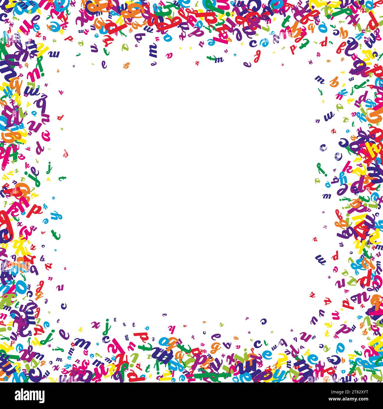 Scattered letters of latin alphabet. Colorful childish floating ...