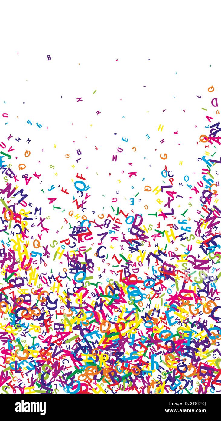 Concept of school background. Colorful childish falling letters of ...