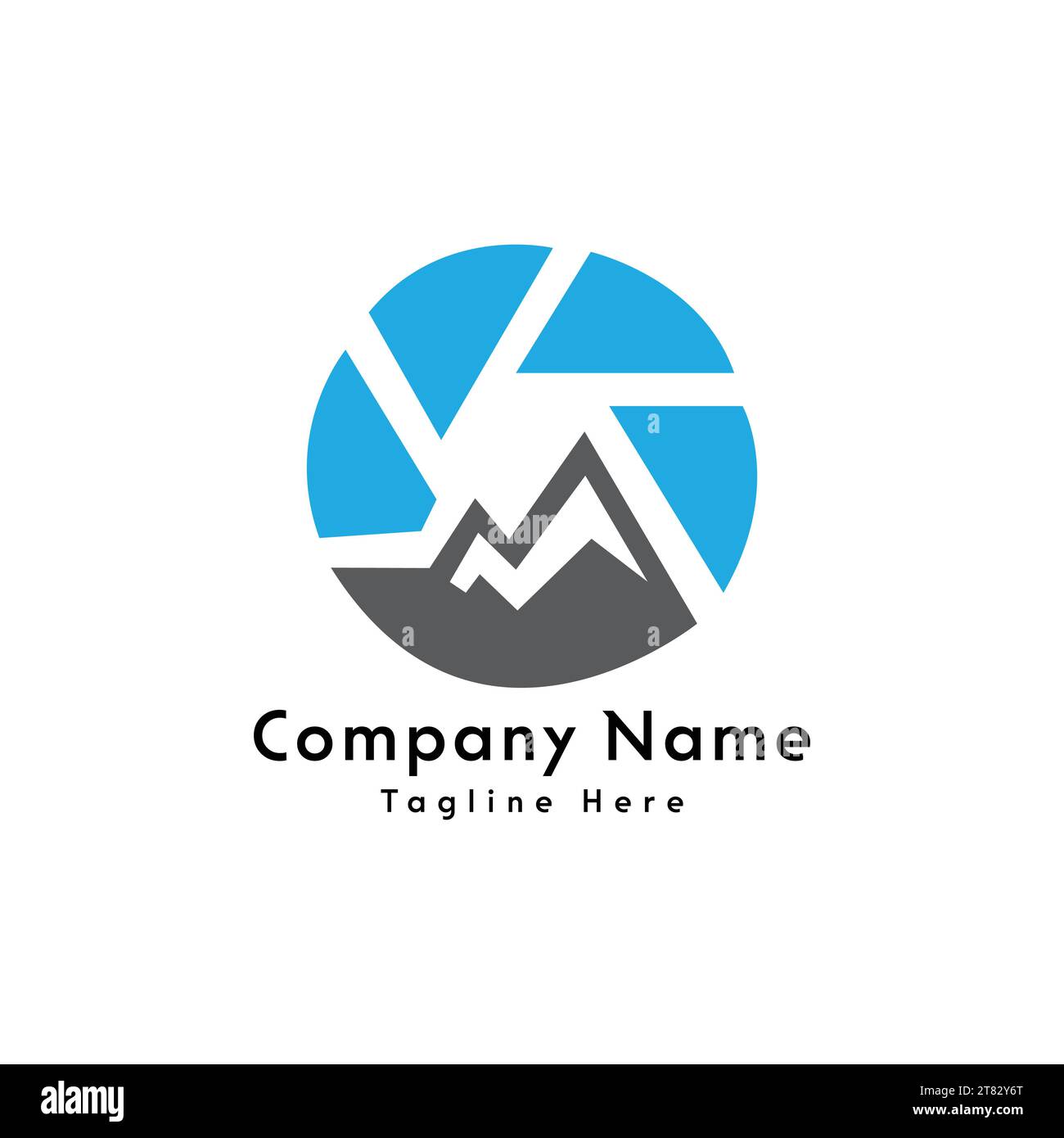 Camera lens and mountain initial logo design icon Stock Vector Image ...