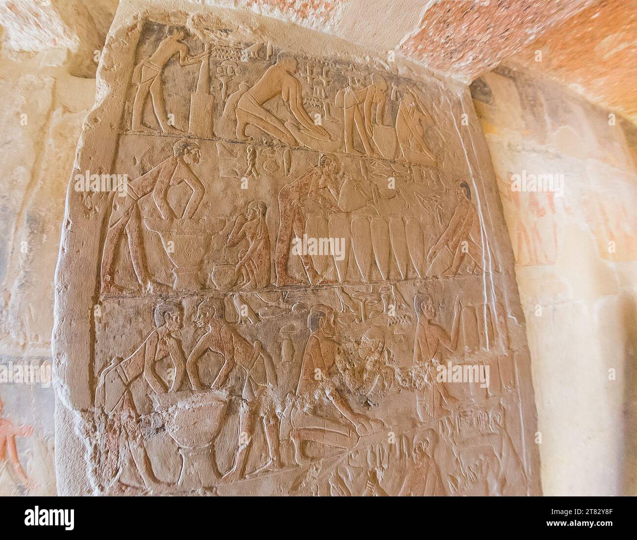 Egypt, Saqqara, tomb of Mehu, doorway between the first 2 rooms, bakery ...