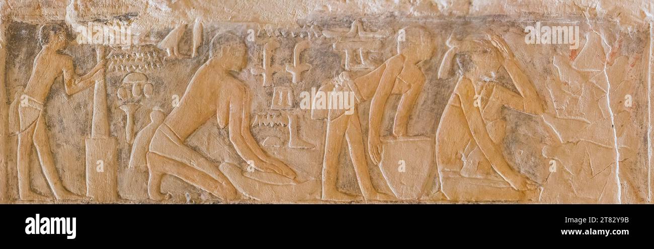 Egypt, Saqqara, tomb of Mehu, doorway between the first 2 rooms, bakery ...
